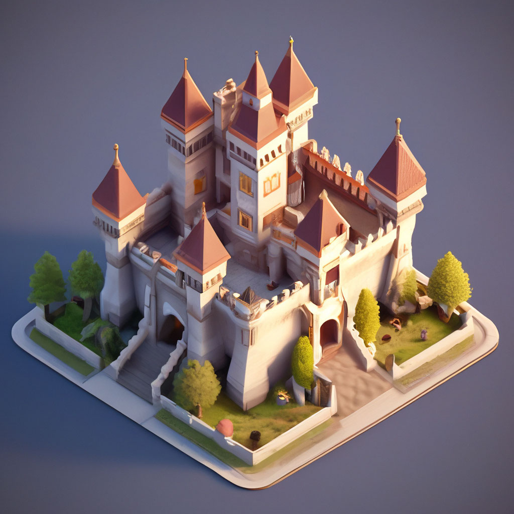 "Vintage two-storey isometric castle, isometry, 3d isometric, isometry ...