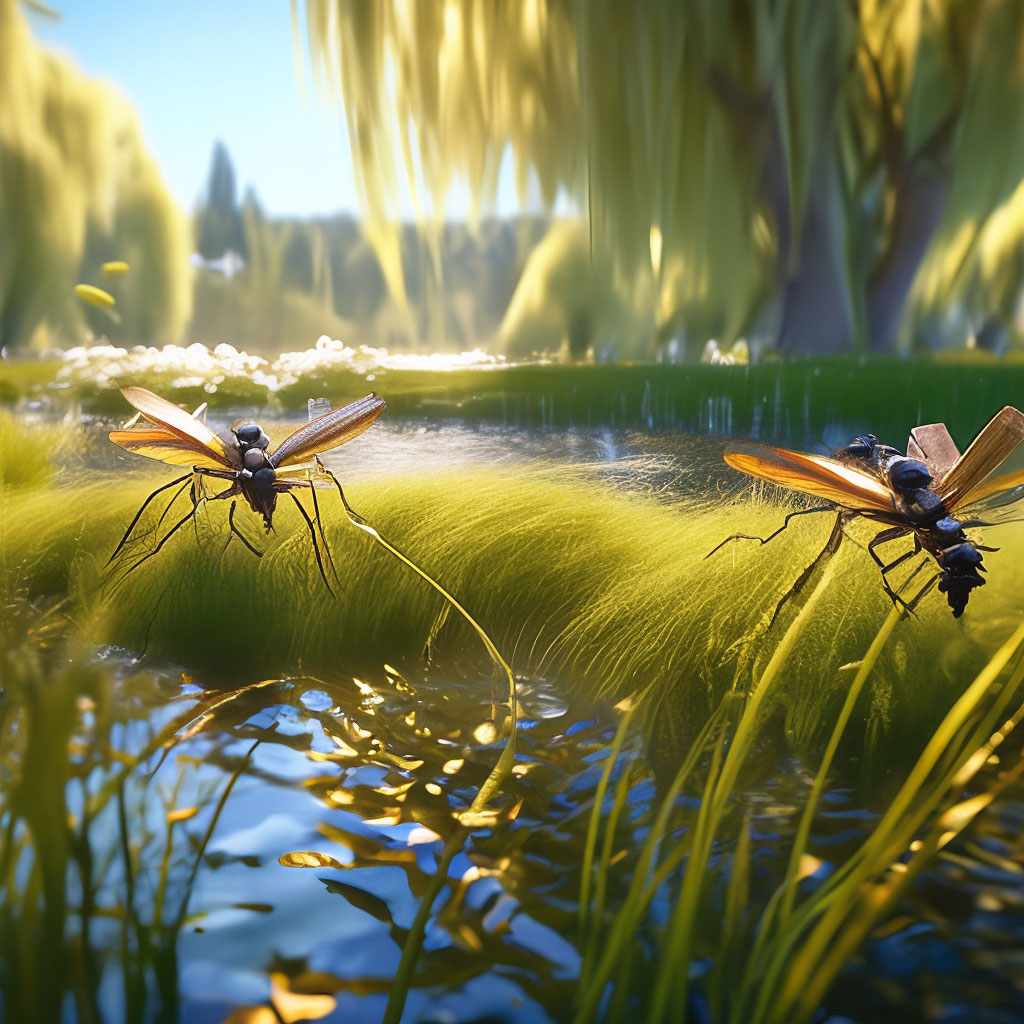 "Beautiful forest of wasps, lake with willow trees, wind tall grass ...