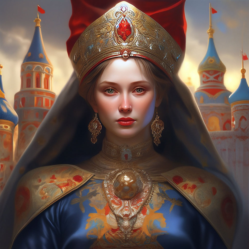 "Russian princess, strict serious woman" — image created in Shedevrum