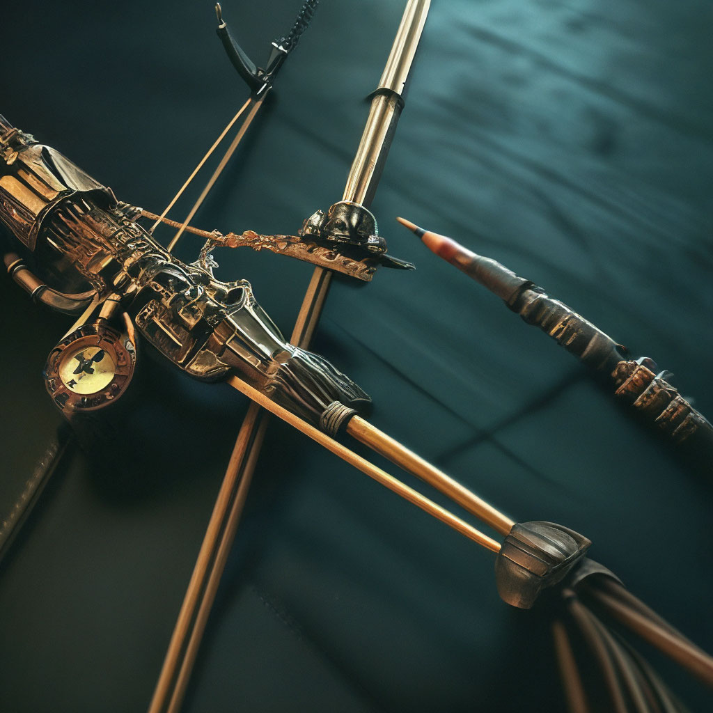 "Bow, arrow, taut bowstring" — image created in Shedevrum