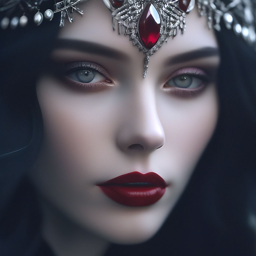 "The face of a beautiful and delicate elf, half-breed, bloood eye, long ...