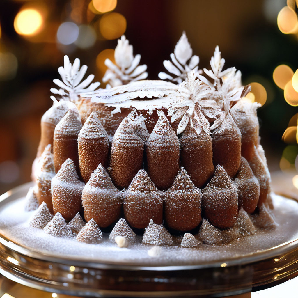 "Prague cake is beautifully decorated for the New Year from fractals of ...