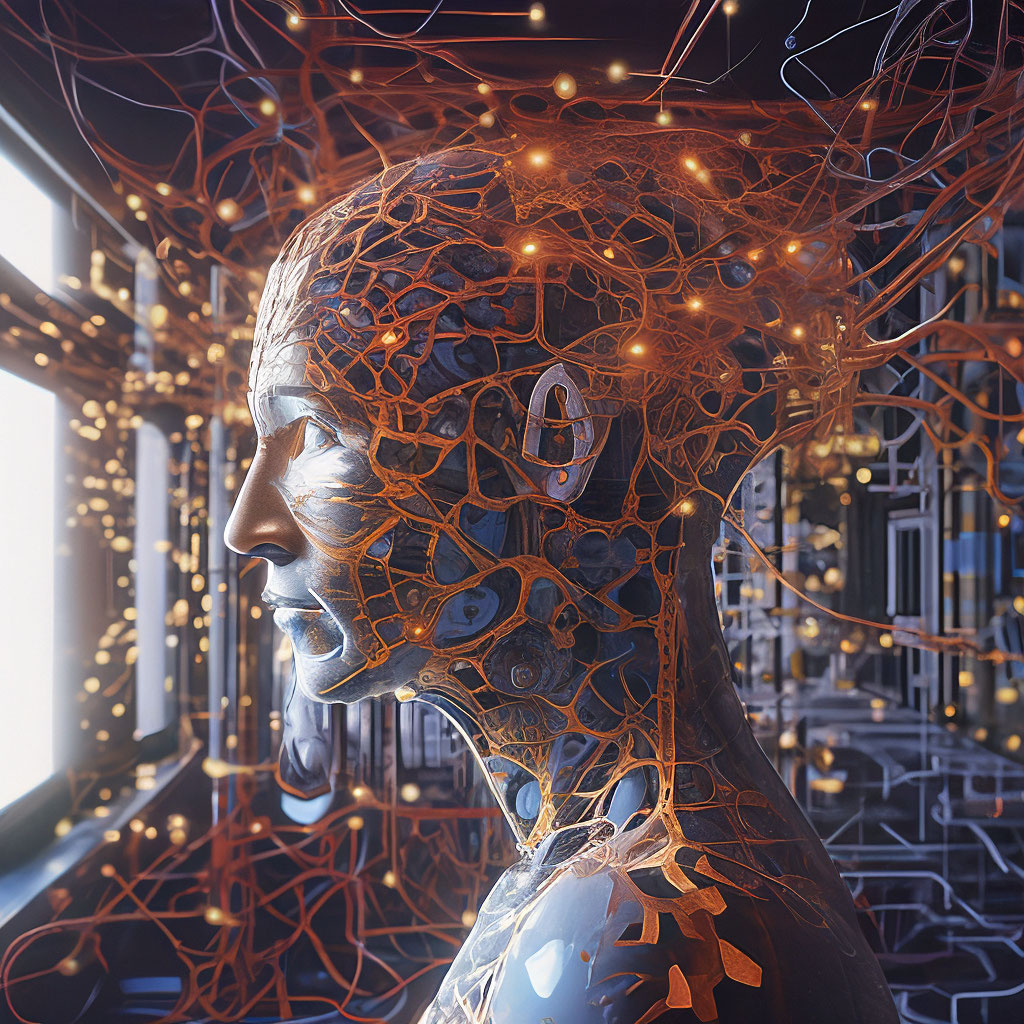 "Self-portrait of a neural network" — image created in Shedevrum