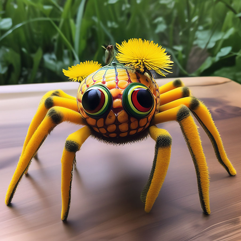 "Mango-spider-dandelion mixed, creep, bug-eyed" — image created in ...