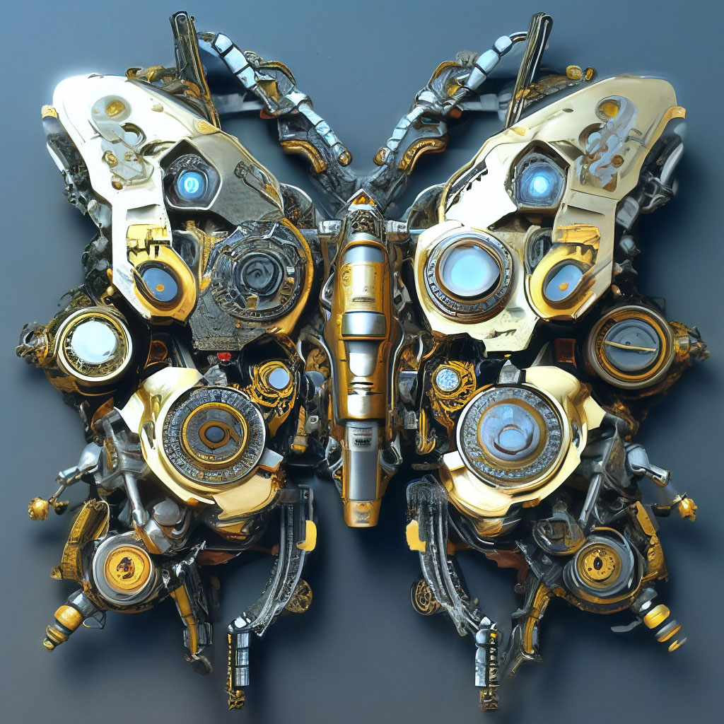 "Space mechanical butterfly made of small machine parts high detail ...