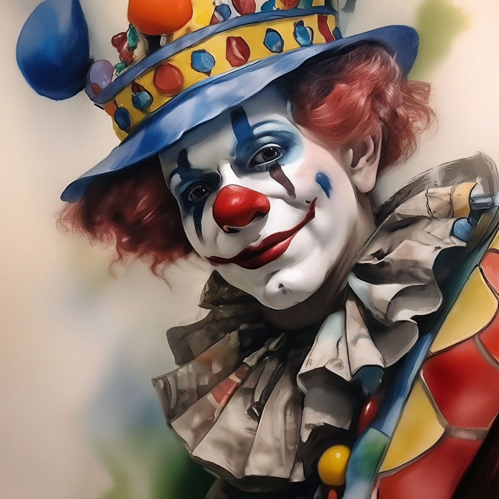 "Portrait of a clown actor Del Arte Spain Detailed drawing, watercolor ...