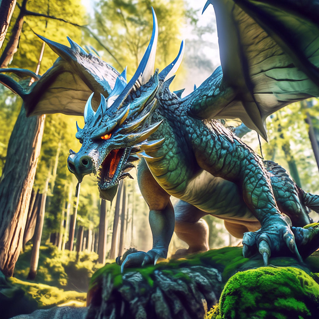 ""The dragon is the guardian of the ancient forest. Mythology, powerful ...