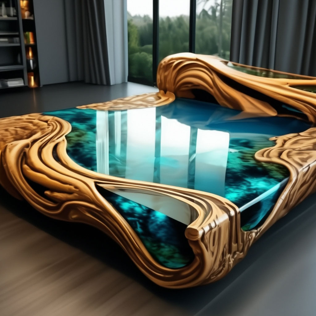 "Alien, alien fractal carved bed made of epoxy resin" — image created ...