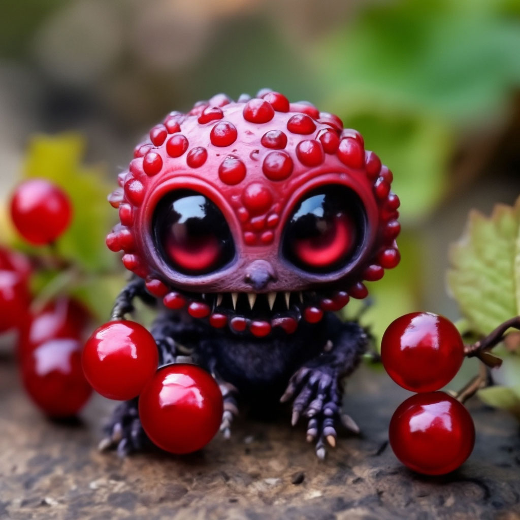 "Red currant realism horror creature of darkness, creature, berries ...