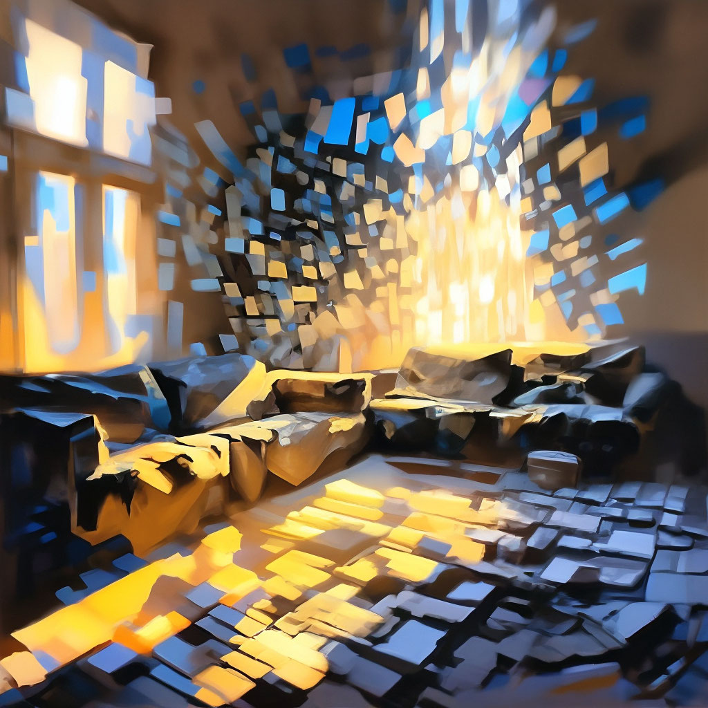 "Drawing, ink, ultradetalization, diffraction lighting, diffraction ...