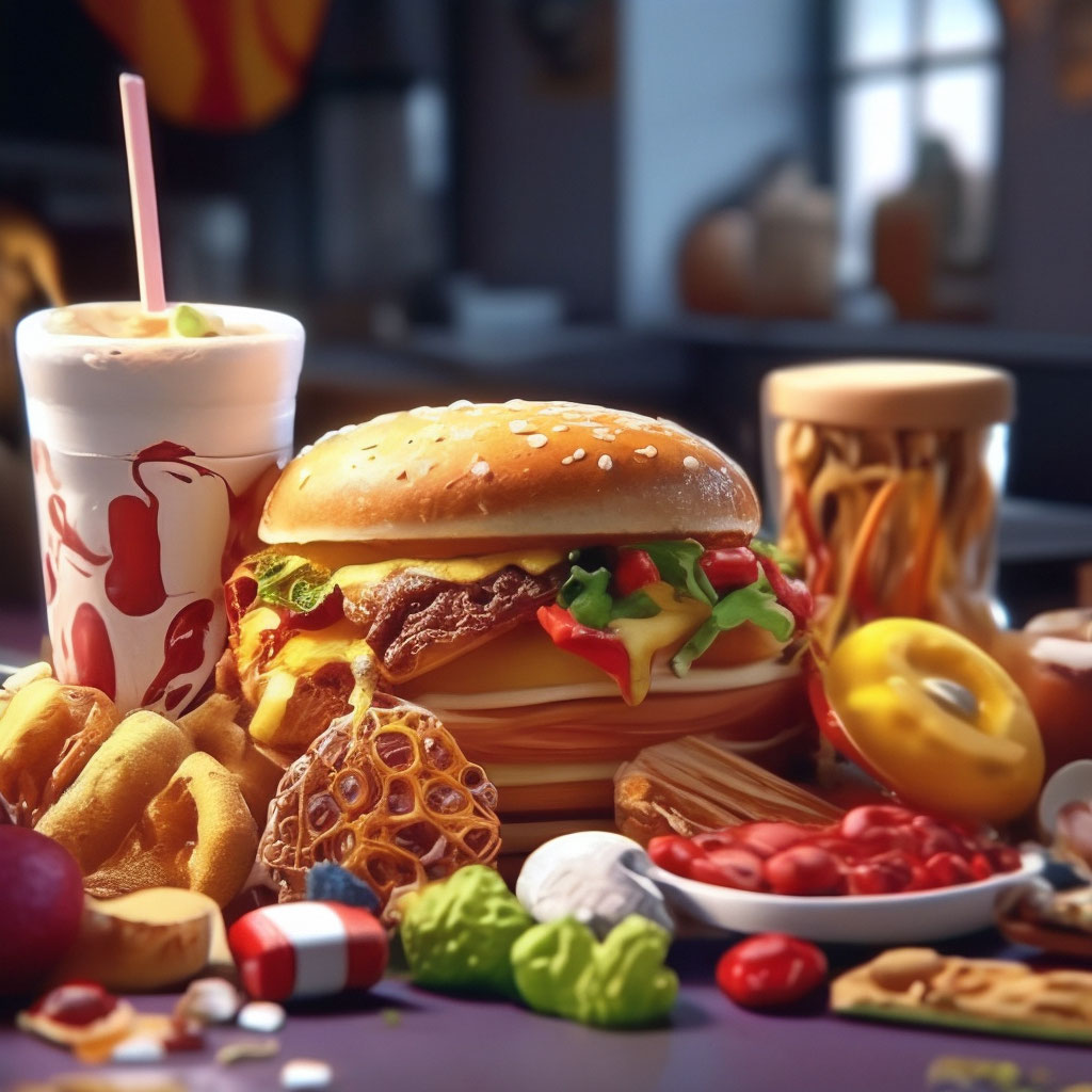 "Tg: @pronauk junk food hyperdetalization, professional photo ...