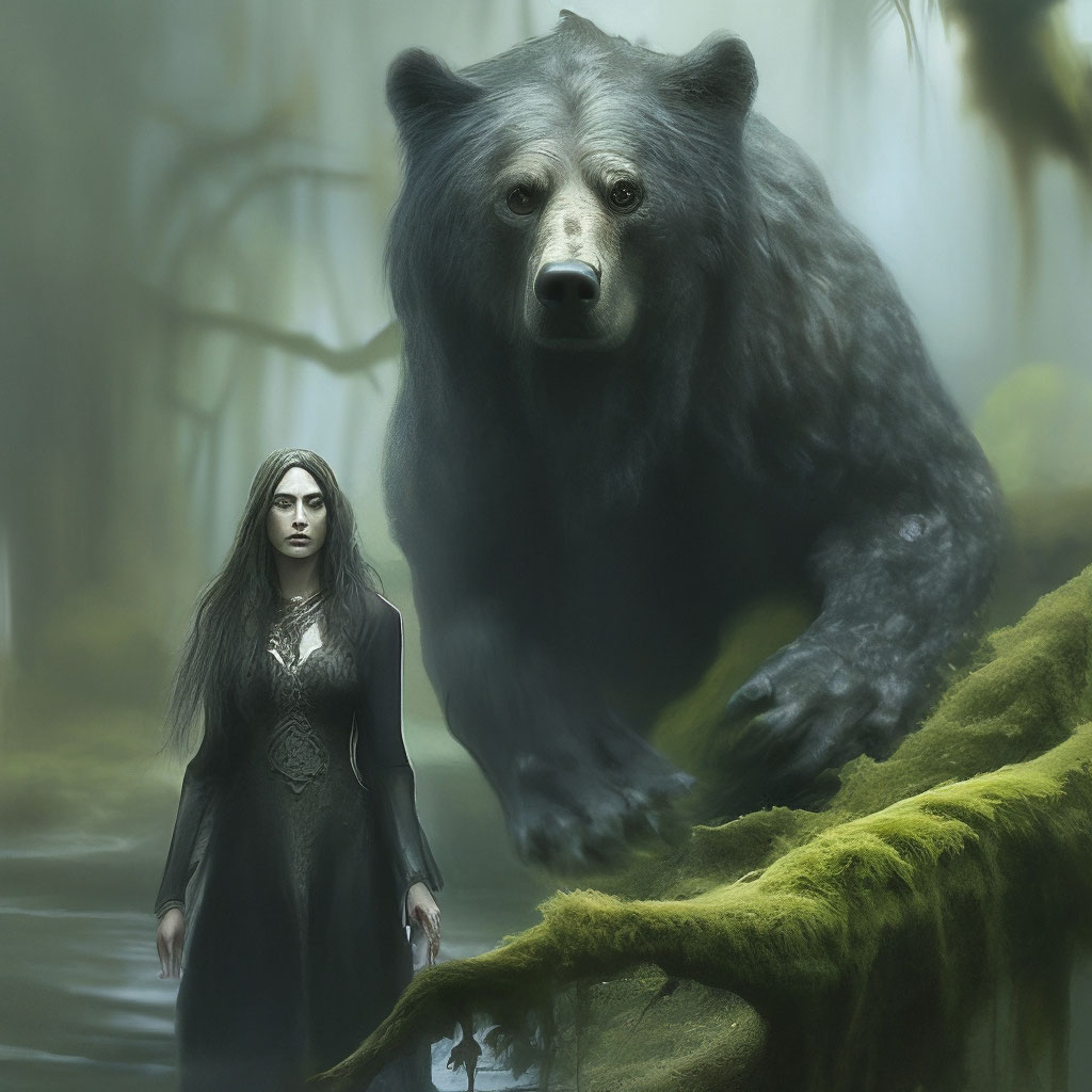 "Magic, veles is powerful and beautiful, next to a strong oak with a ...