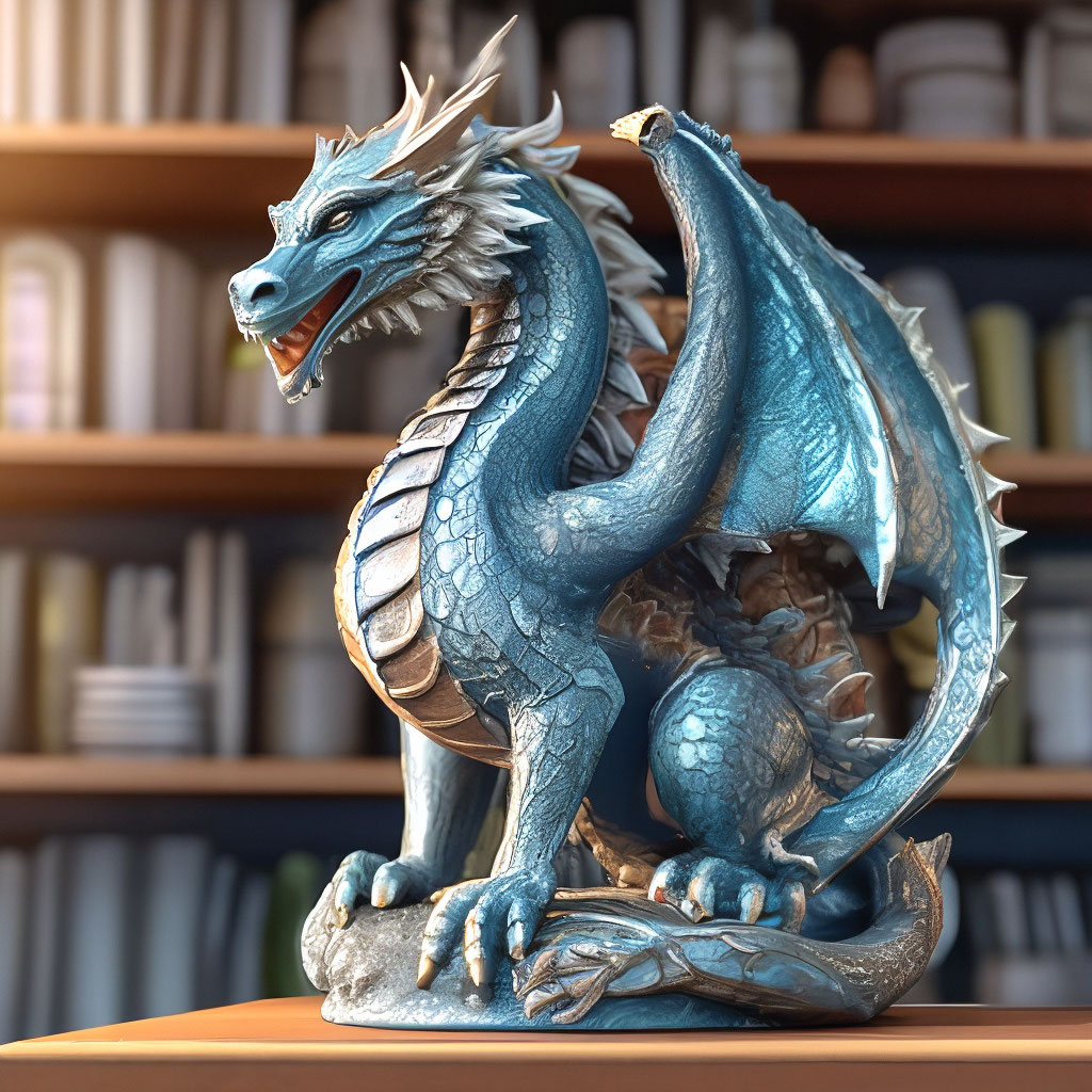 "Dragon, hyperdetalized figurine, standing on a shelf, hdr, 1024k, high ...