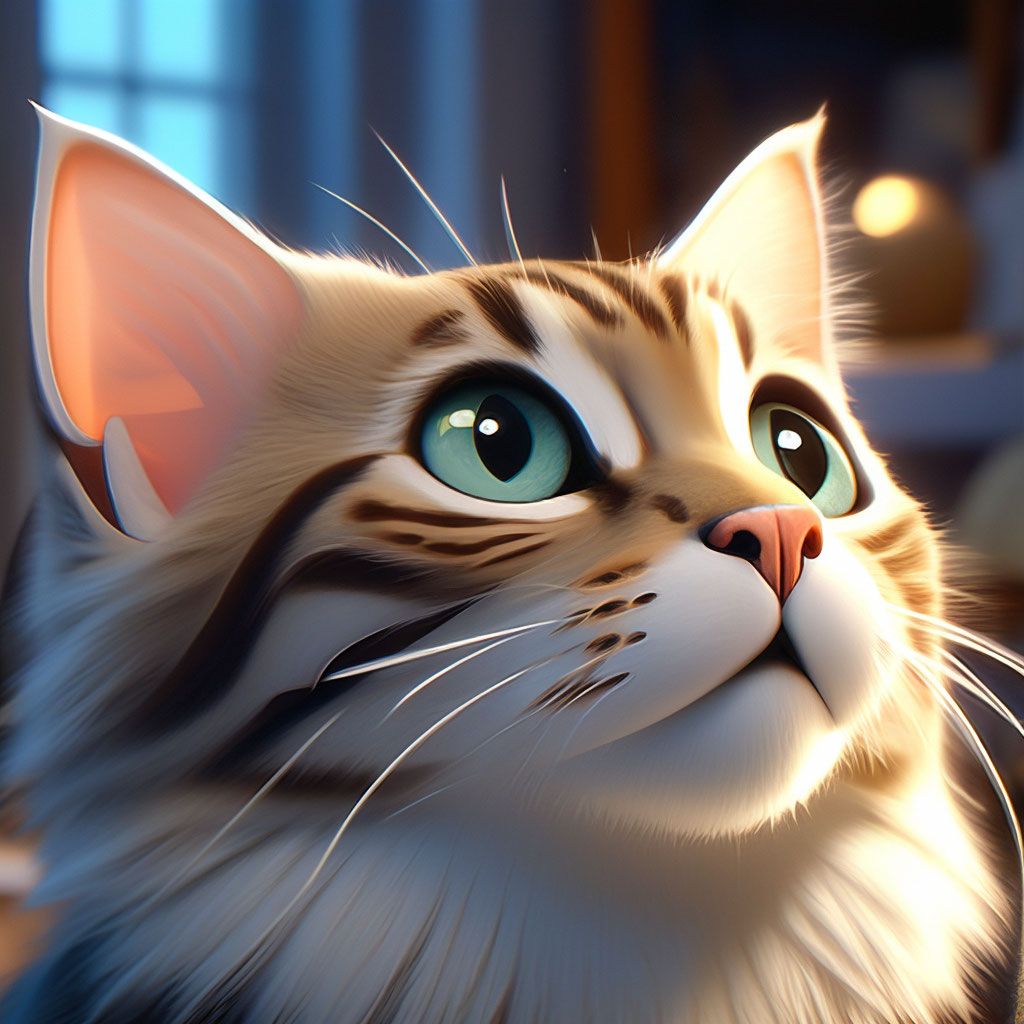 "Cartoon cat Bayun 𝟏𝟎𝟎𝐤, 𝟑𝐝, hyperrealism, clear quality, high ...