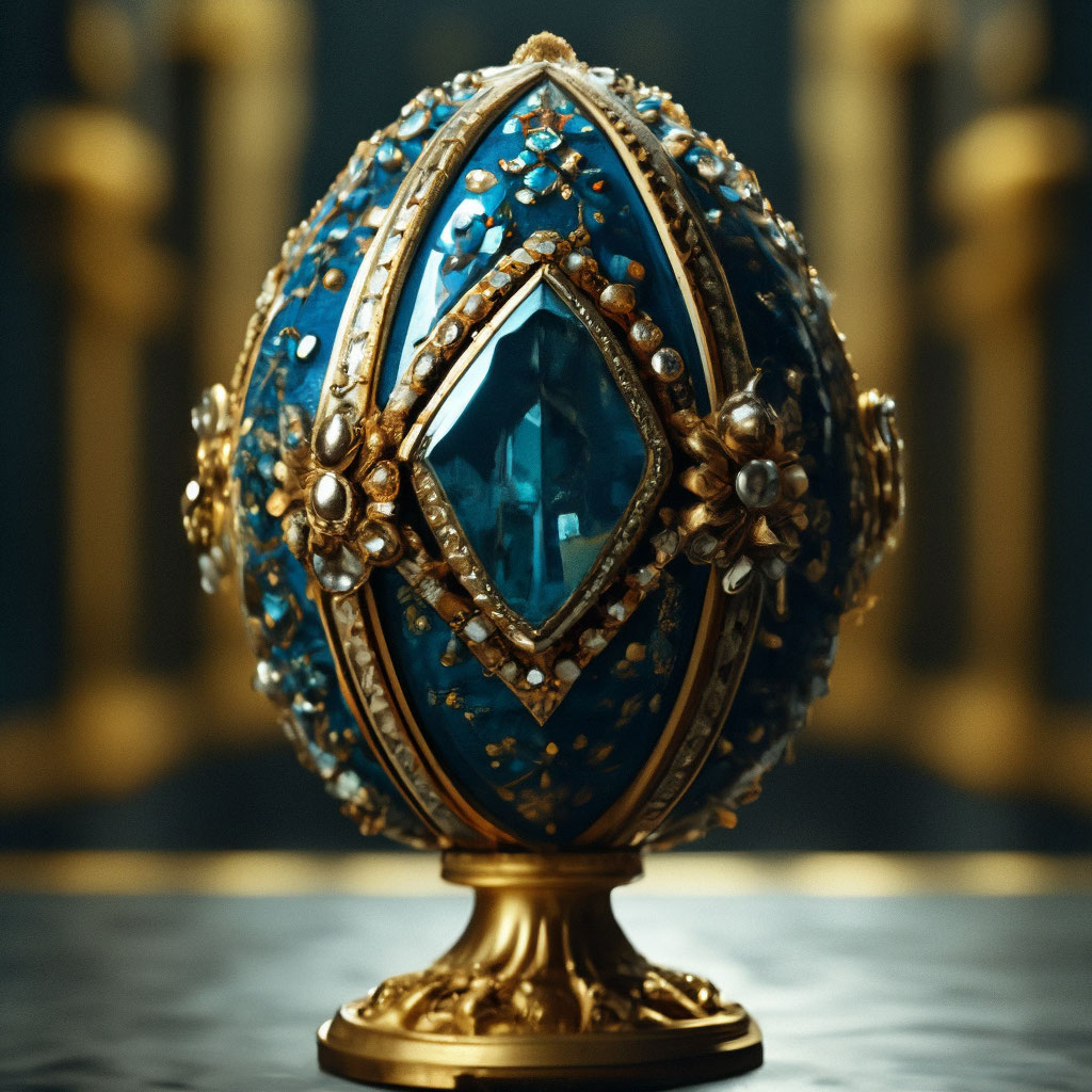 "Faberge egg decorated with precious stones" — image created in Shedevrum