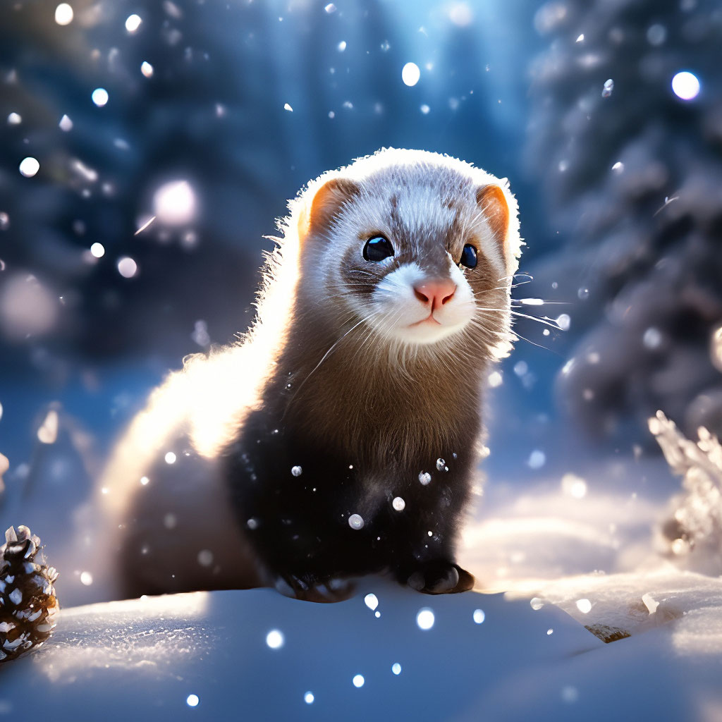 "Cute ferret, fluffy with long hair small, nyashka, frost, mysticism ...
