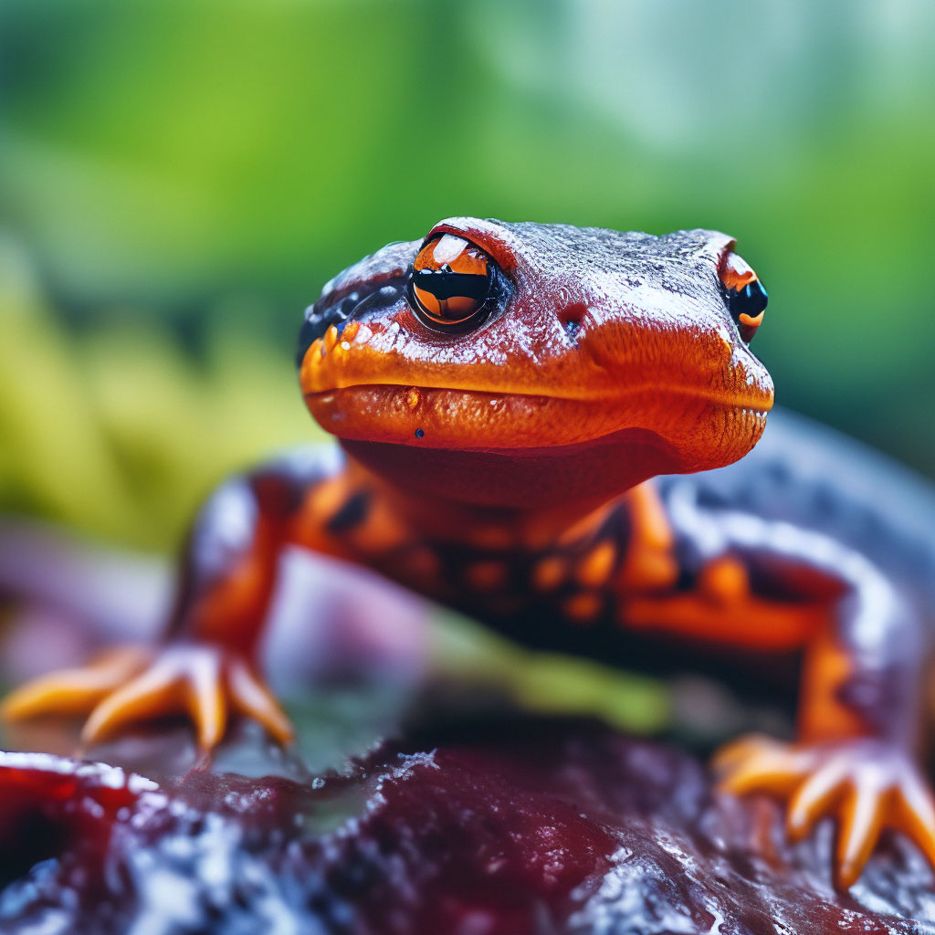 "Red-bellied newt, macro photography, beautiful, realistic ...