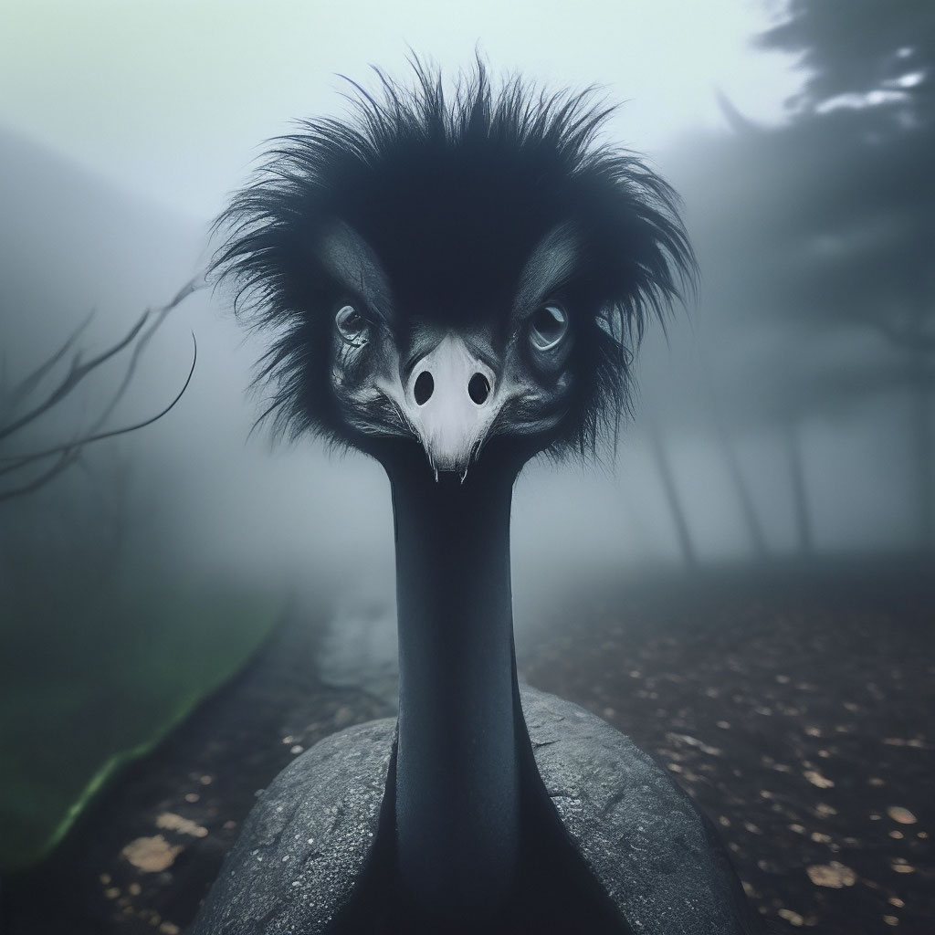 "Ostrich-emo" — image created in Shedevrum