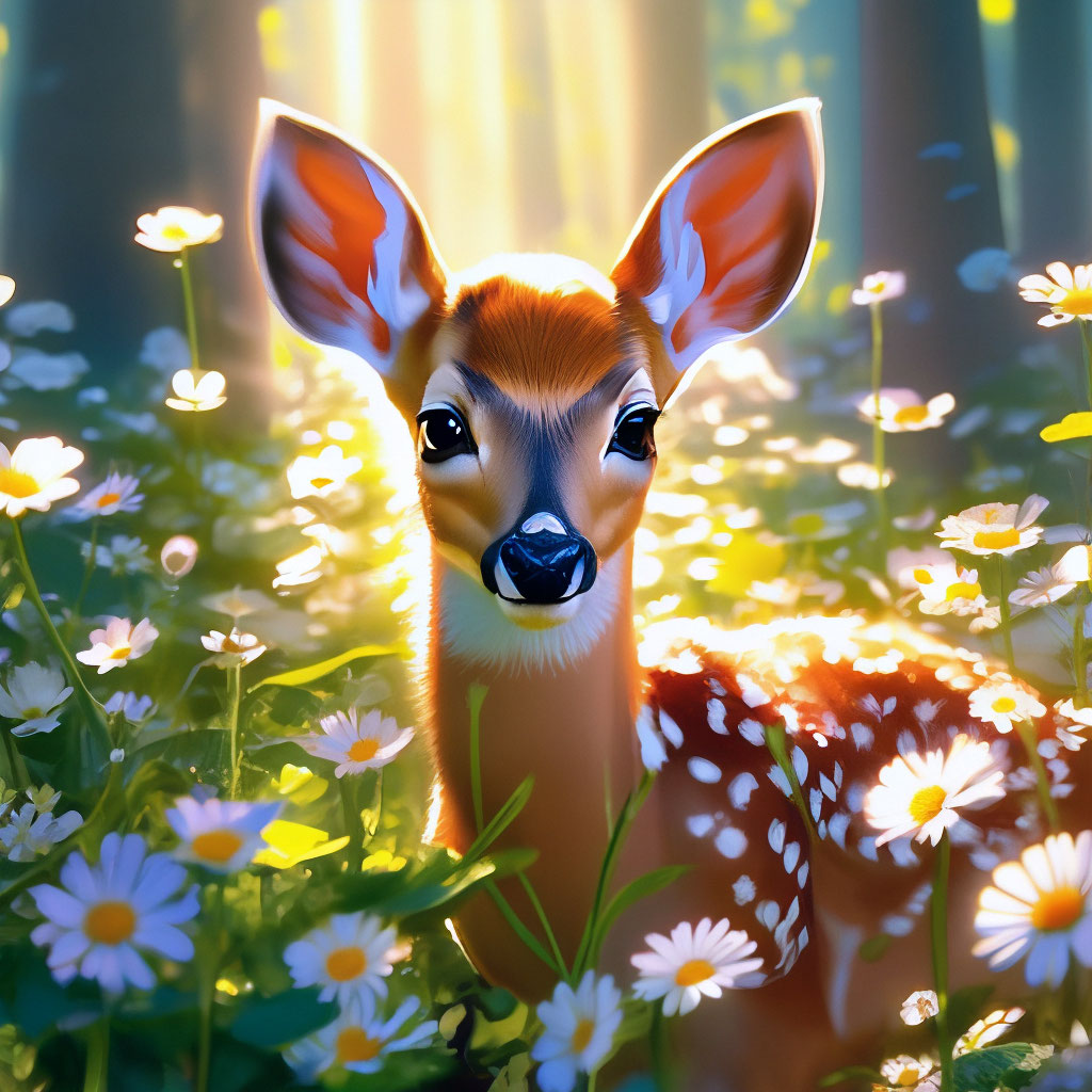 "Fawn with very beautiful expressive eyes, in a beautiful clearing in ...