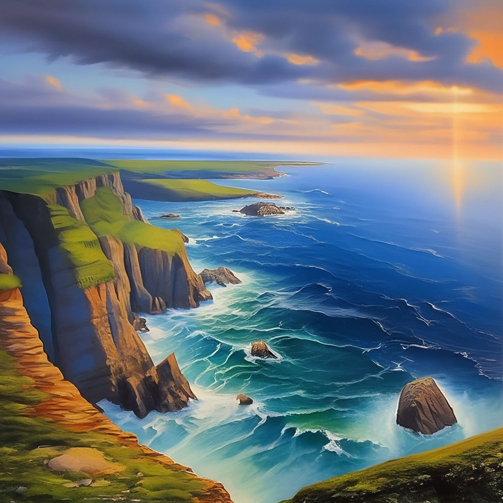 "Northern lands,ocean view" — image created in Shedevrum