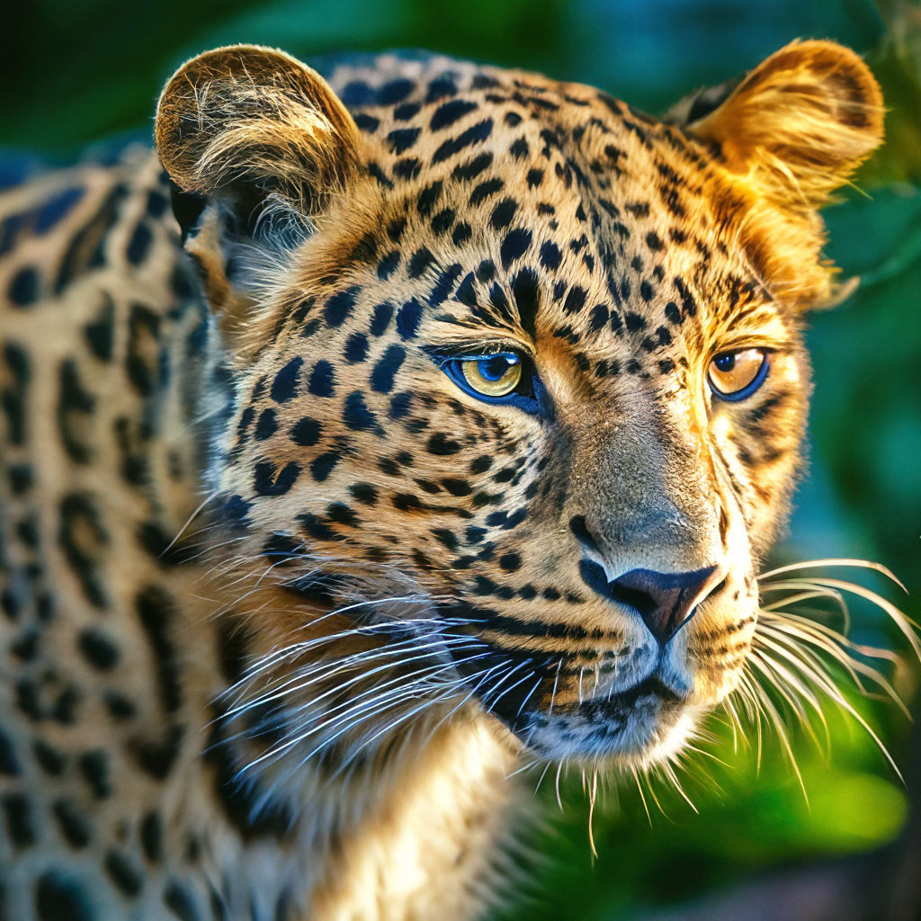 "Hyperrealism mega detail beautiful Pan-Asian leopard in exotic colors ...