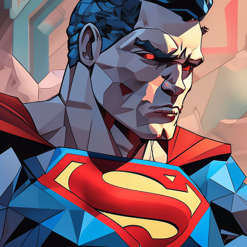 "Superman, polygonal graphics, close-up, 2D, comics, sketch" — image ...