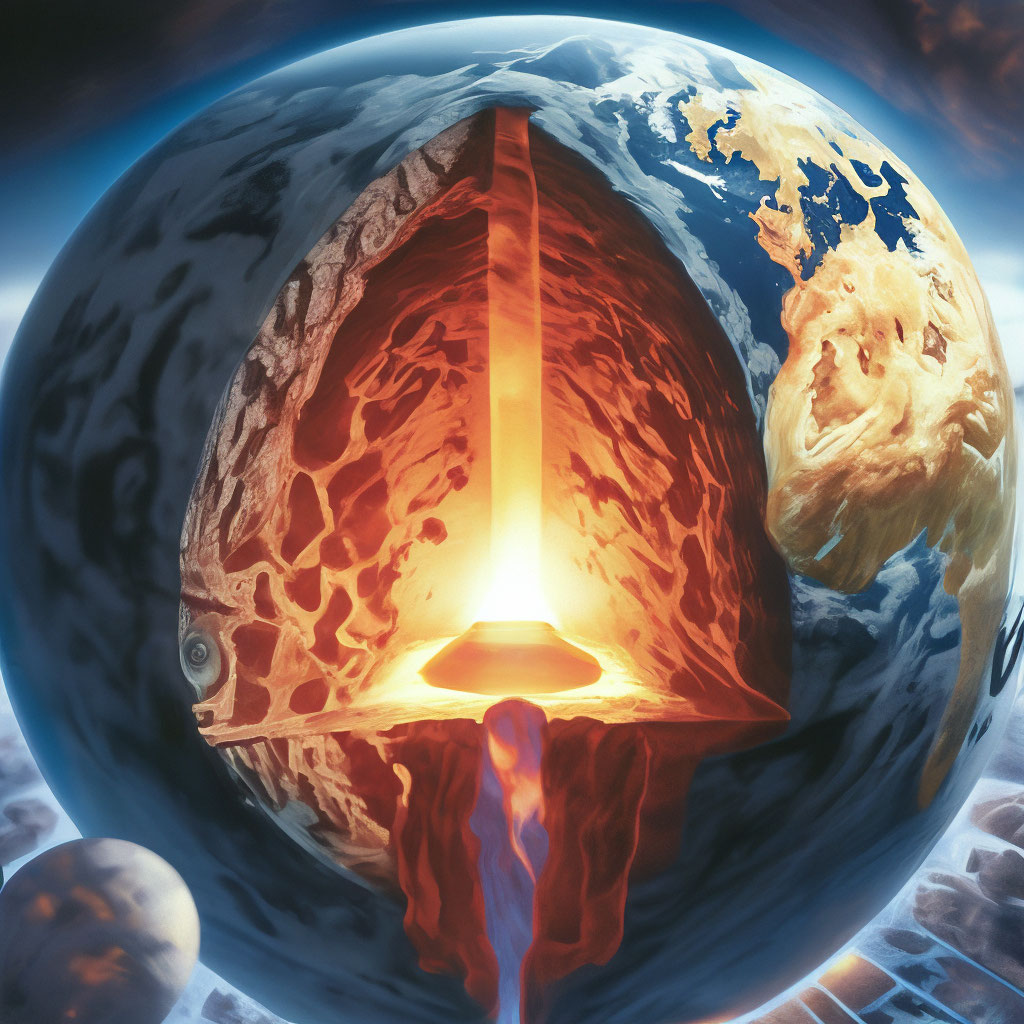 "The core of the Earth" — image created in Shedevrum
