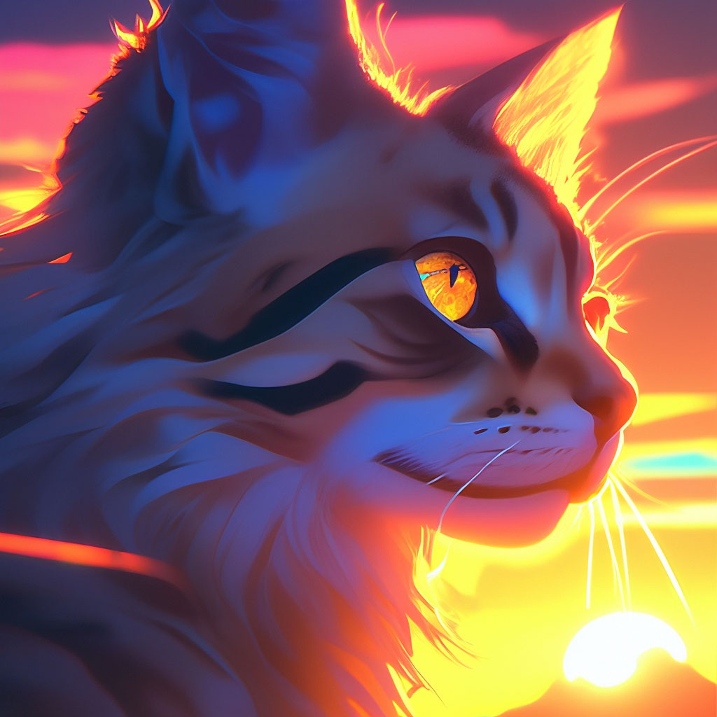 "Cat neon eyes" — image created in Shedevrum