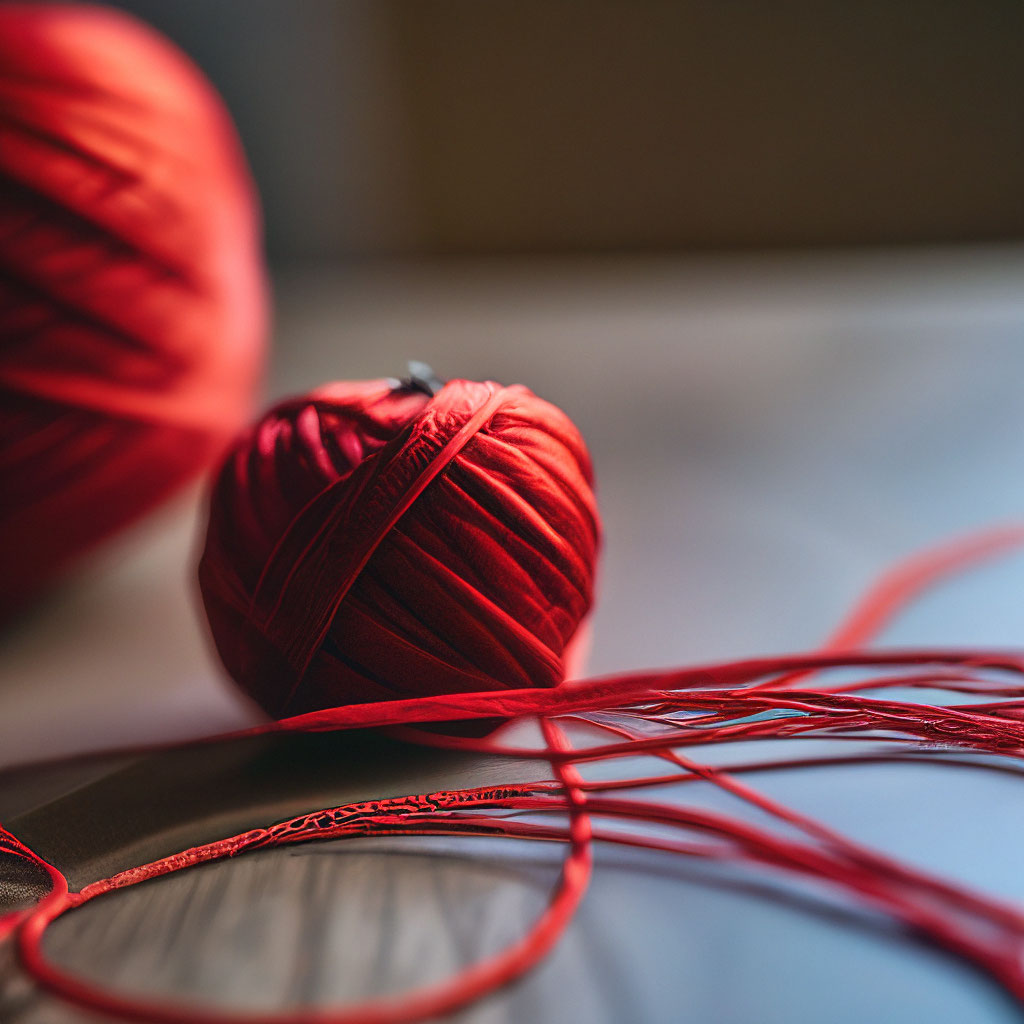 "Intertwined. pull the thread, a tangle will follow it, a red thread in ...