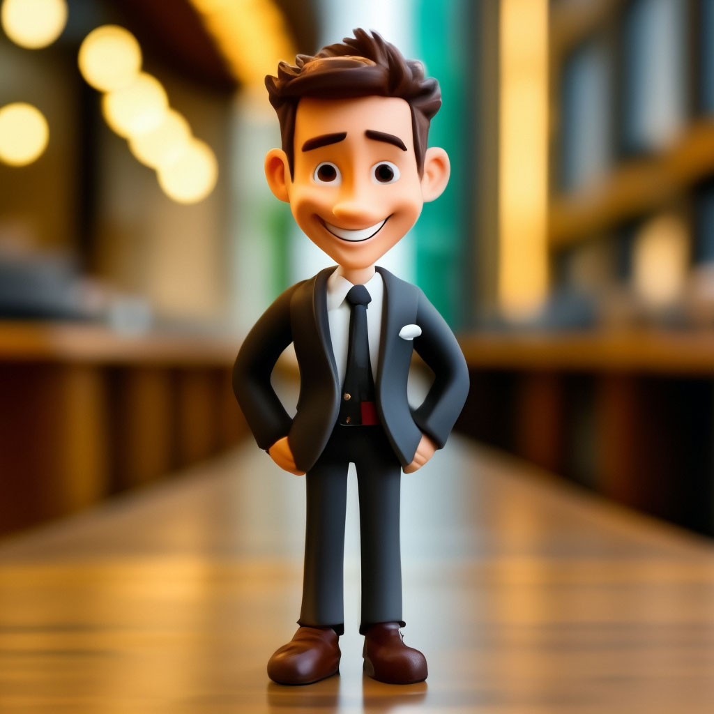 "Cute smiling man in full-length cartoon style Disney Pixar Style Art ...
