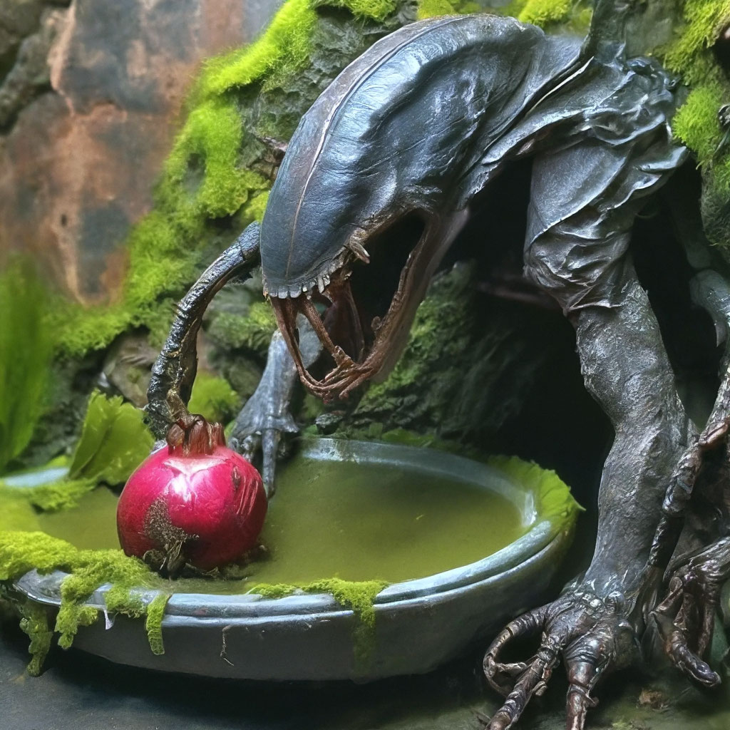 "On a shabby wall. Swamp.The nest is inside! - rotten pomegranate ...