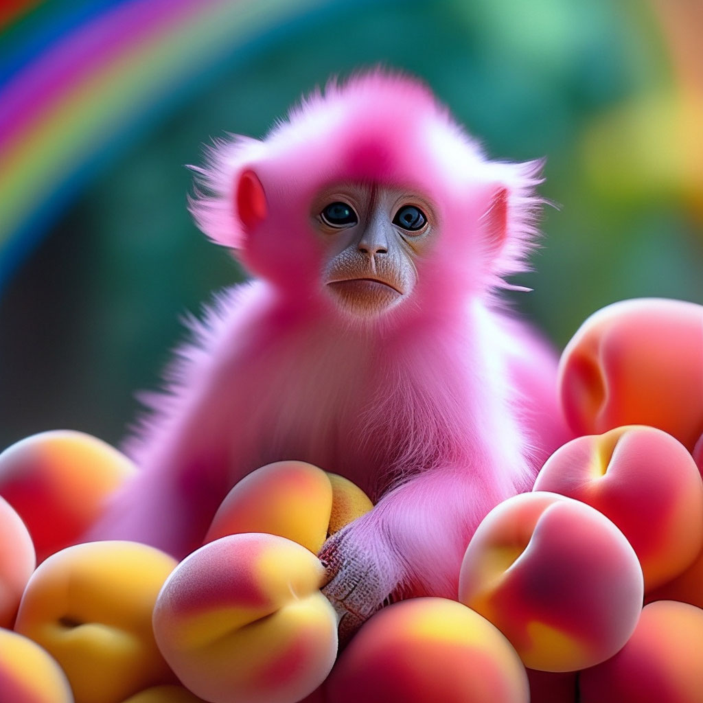 "Pink monkey on a rainbow in peaches)!, aesthetically pleasing ...