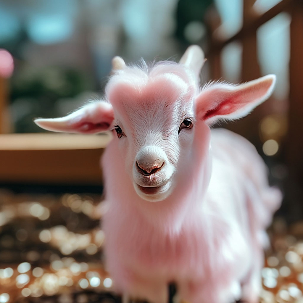 "Lovely beautiful giga mega fluffy miniature pale pink goat ...
