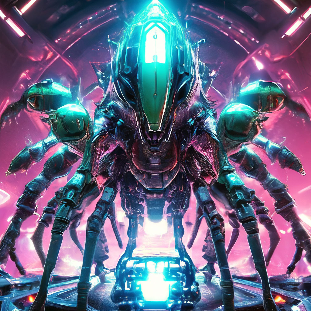 "An alien with 6 arms and 12 legs, even scarier, on a spaceship, slime ...