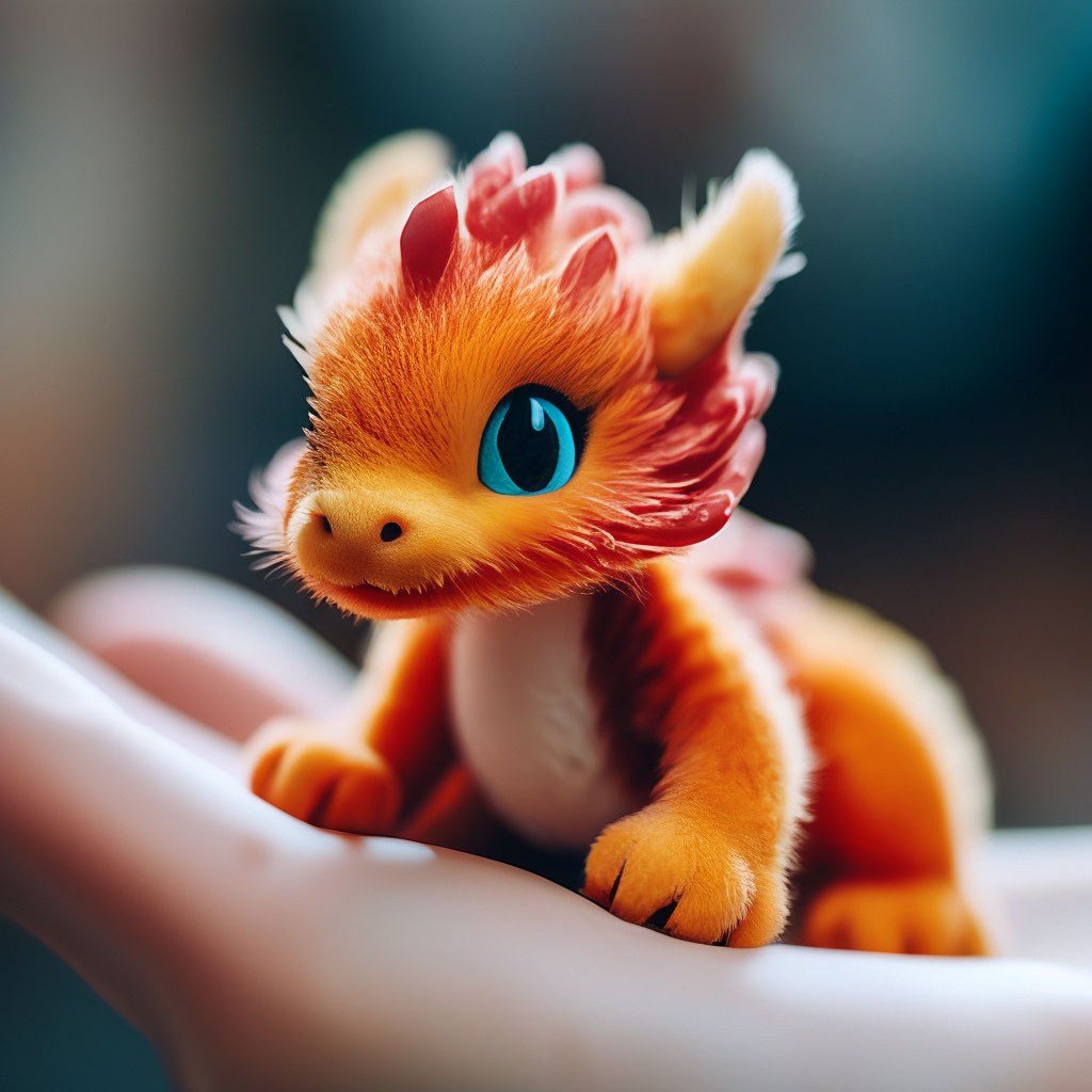 "Fluffy fiery tiny little dragon cute in the palm of your hand ...