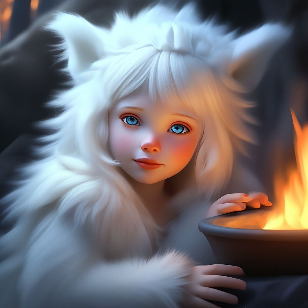 "Hyperrealistic beautiful very fluffy-fluffy cute yeti girl, 5 years ...
