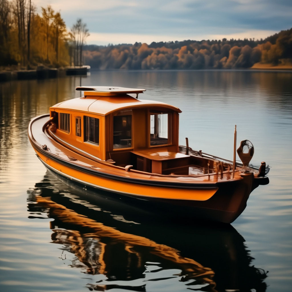 "A small boat of unusual design" — image created in Shedevrum