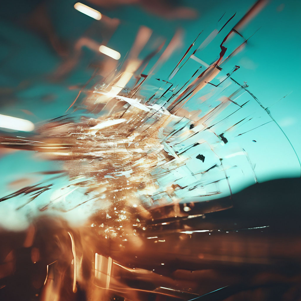 "Against the background of a broken mirror, a haze consisting entirely ...
