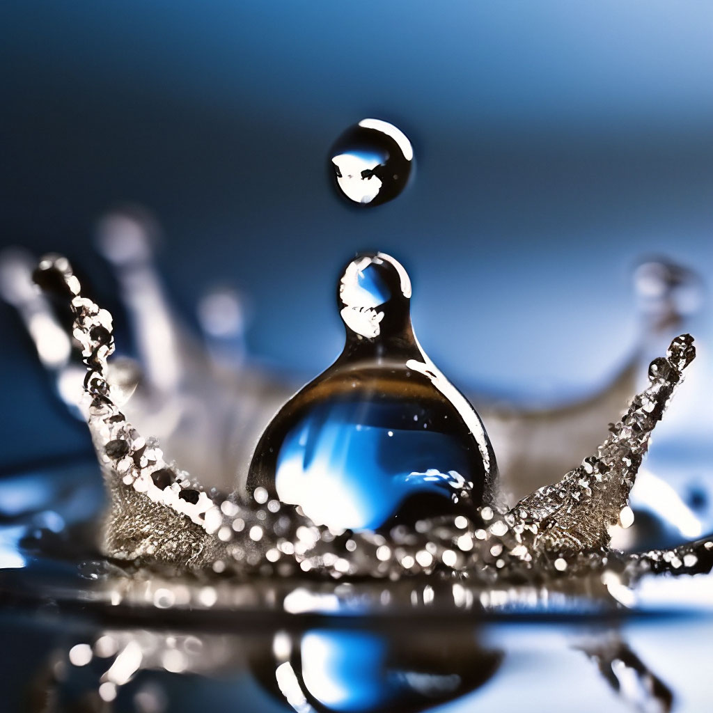 "An inverted drop of water in a tiara of water, one eye, and improvised ...