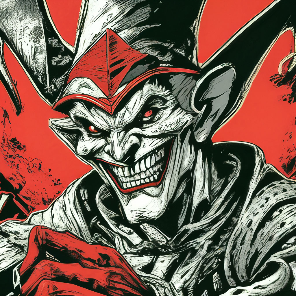 "Jester horror black and red tones high detail comic book style ...