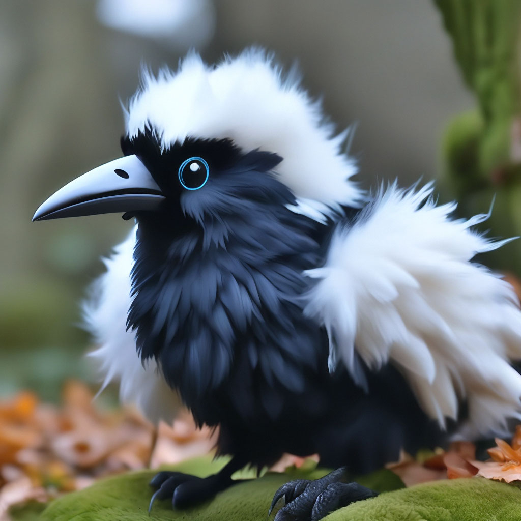 "Creep furry fluffy magpie" — image created in Shedevrum