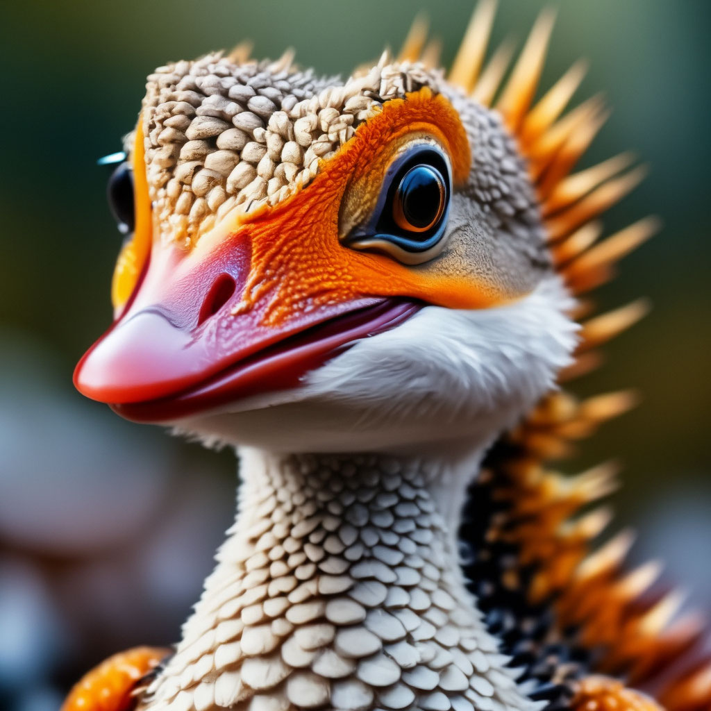"Lizard+goose hybrid,cute, aesthetically pleasing, beautiful, realistic ...