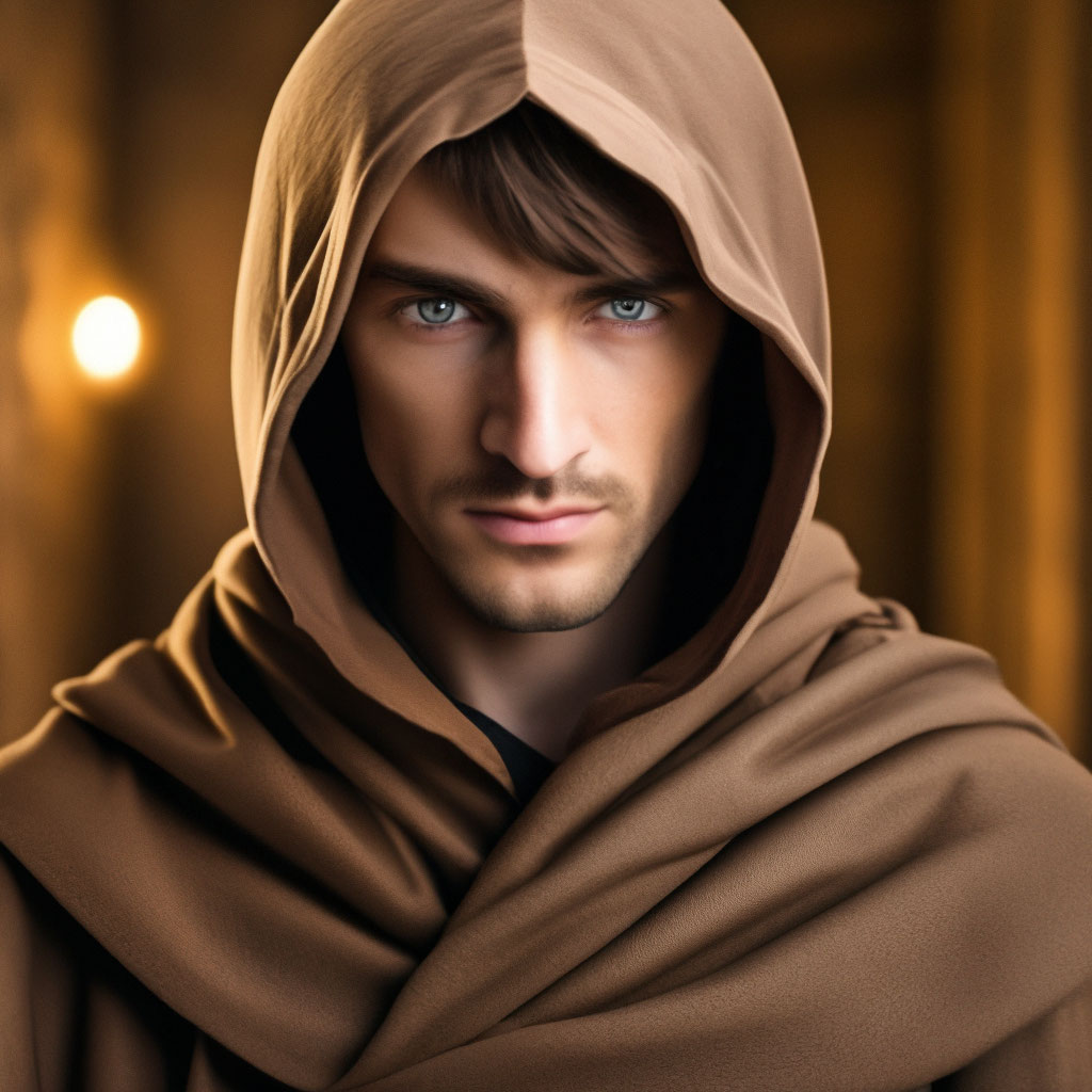 "A villager from minecraft, in a brown robe, with a long nose, green ...