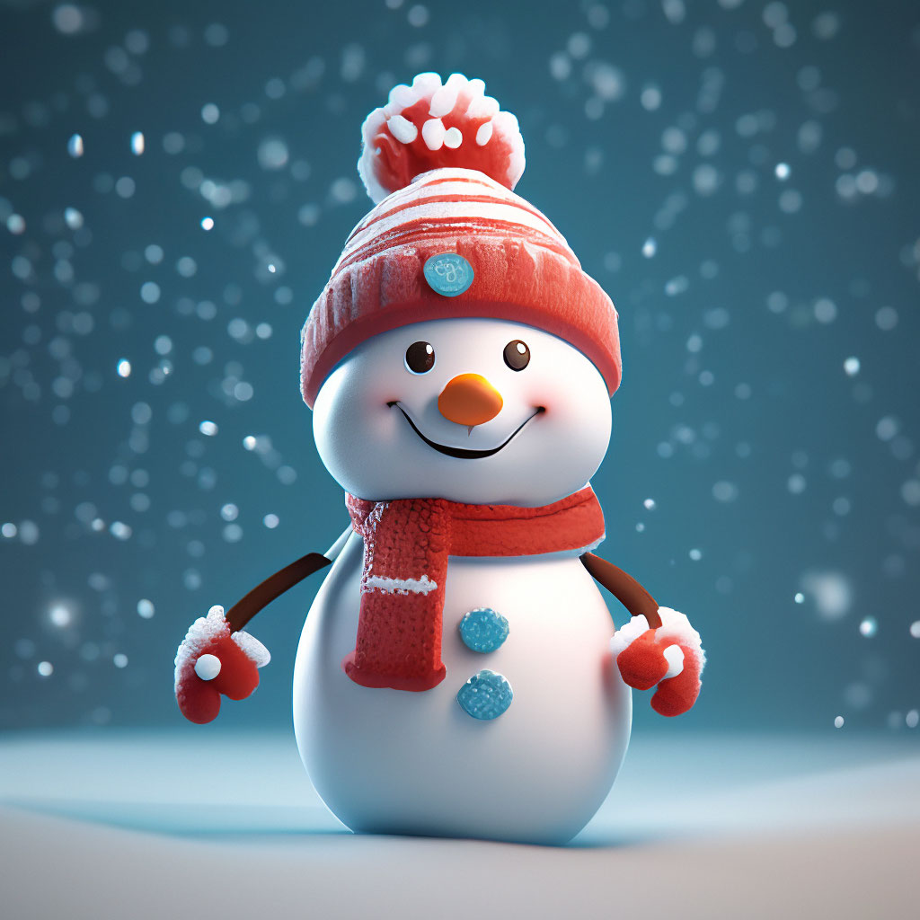 "Cute snowman in a hat" — image created in Shedevrum