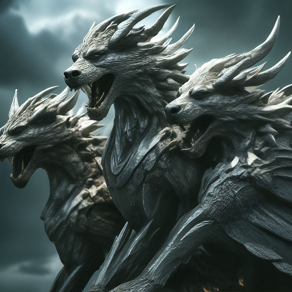 "🖤koko🖤⠀ ⠀ thestral, cerberus three heads with a dragon face and ...