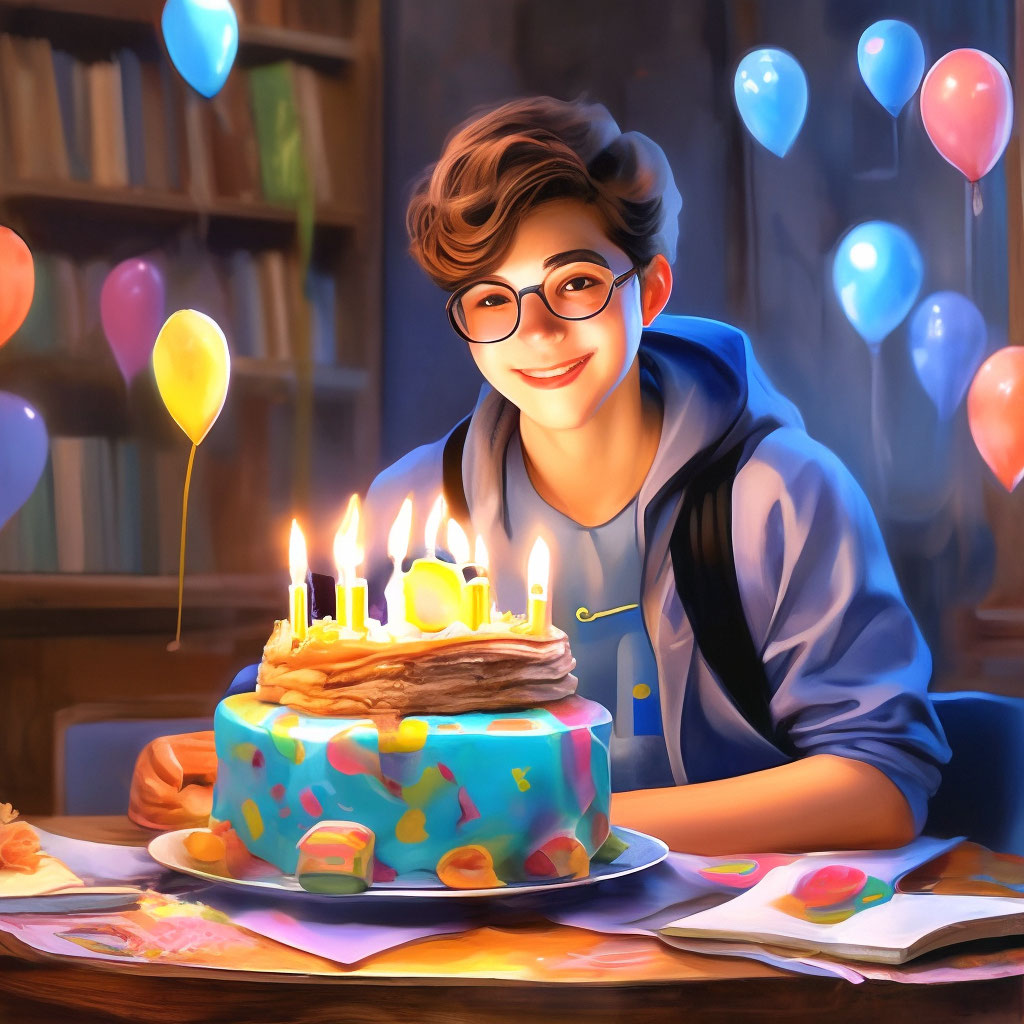 "Birthday cake for a young man study student" — image created in Shedevrum