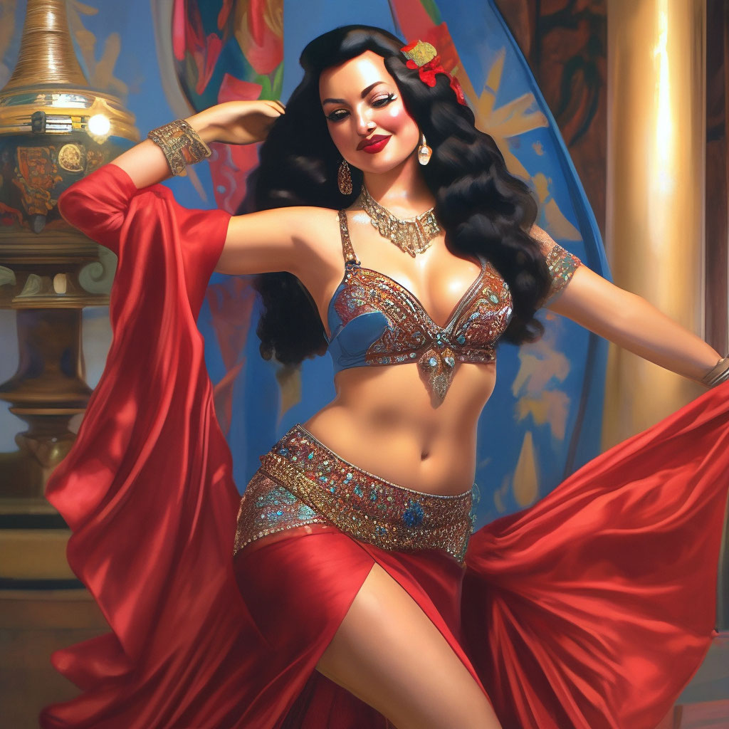"Belly Dance Pin-up" — image created in Shedevrum