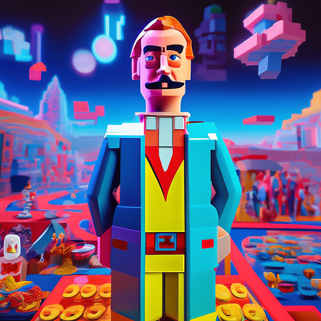 "Salvador Dali writes Dali, in the lego style, pixel graphics, neon ...