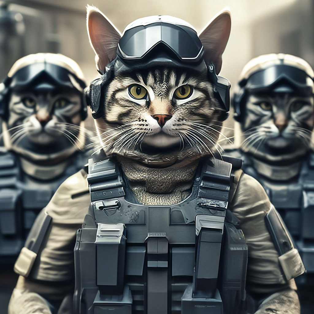 "Cats commandos, realistic, professional photo, high resolution, high ...