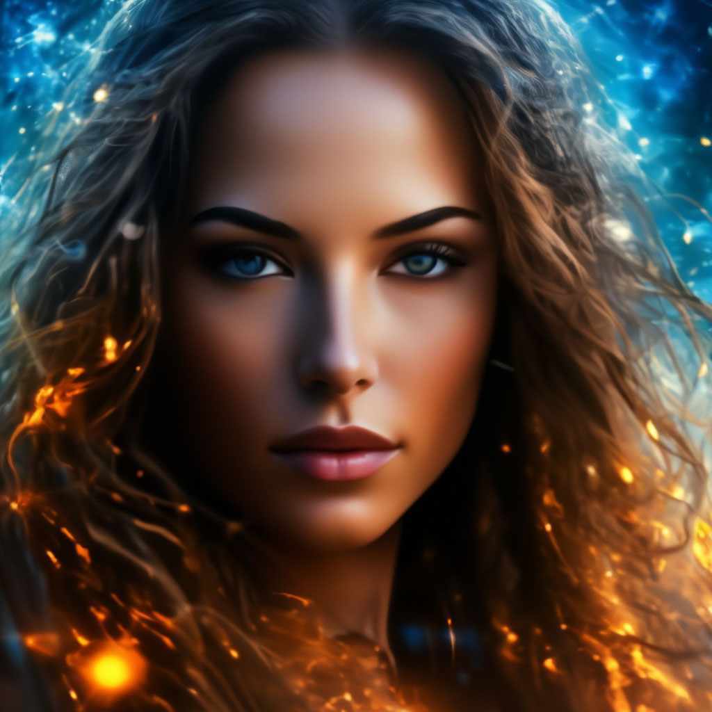"Drawing with a spiritual fractal, light art, hybrid, starfall effect ...